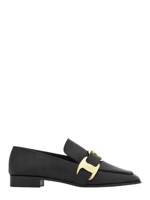 FERRAGAMO Vara Leather Loafers - Black