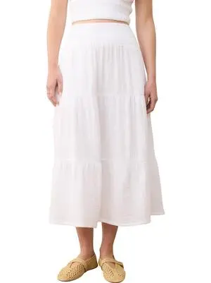 Marine Layer Corinne Double Cloth Cotton Maxi Skirt - White