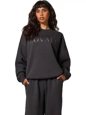 LOVALL Oversized Sweatshirt With Logo Detailing - Shadow