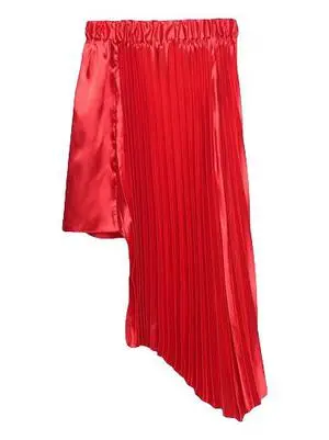 VANESSA SCOTT Asymmetric Pleated Mini Skirt - Red