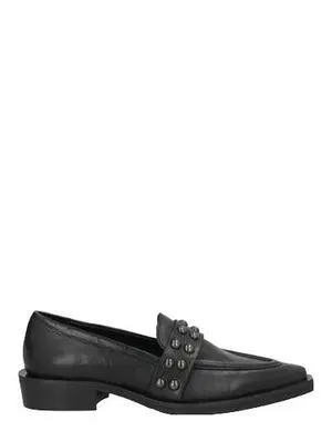 DIVINE FOLLIE Leather Loafers With Appliqués - Black