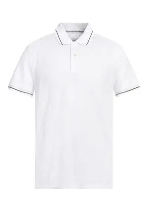 BIKKEMBERGS Polo Shirt Size Cotton, Elastane, Polyester - White