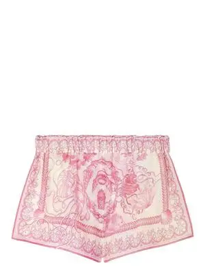 Versace Underwater Barocco Cover-Up Shorts Neutrals