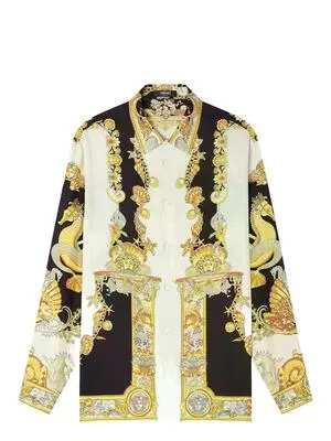 Versace Coral Theatre Silk Shirt Gold