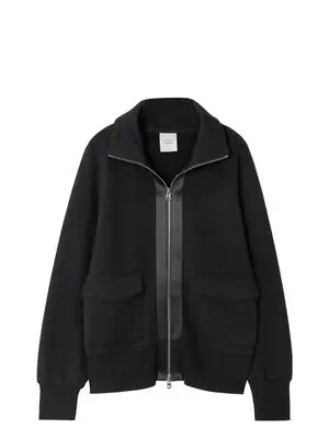 Varley Roxbury Satin-trimmed Zip-up Sweatshirt - Black