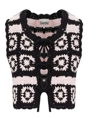 GANNI Crochet Vest - Black