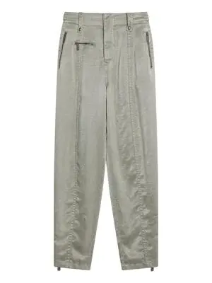 Burberry Lyocell Trousers With B Shield Emblem - Beige