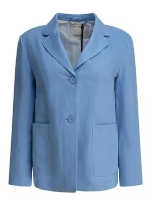 Max Mara Linen Pocketed Blazer - Light Blue