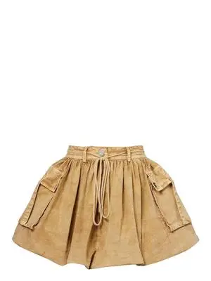 GANNI Cotton-blend Mini Skirt - Beige