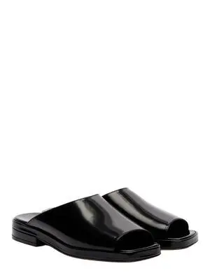 THE ROW Emi Patent Leather Mules - Black