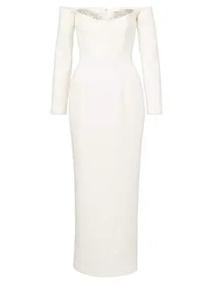 THE NEW ARRIVALS ILKYAZ OZEL Bridal Farah Embellished Off-shoulder Midi Dress - White