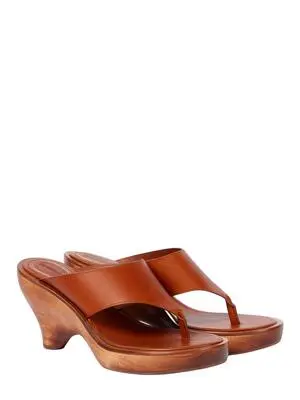 Zimmermann Wild 95 Leather Wedge Thong Sandals - Brown