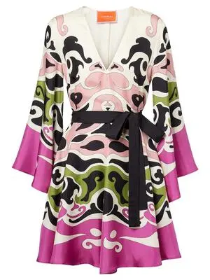 La DoubleJ Magnifico Printed Silk Twill Minidress - Multicoloured