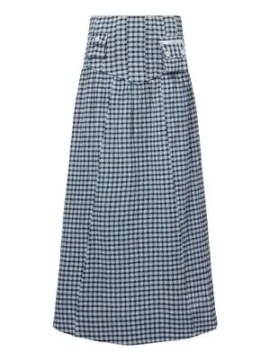GANNI Gingham High-rise Maxi Skirt - Blue