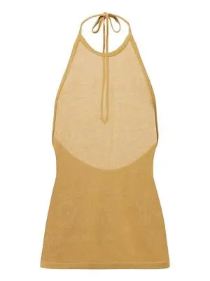 LEMAIRE Knitted Halterneck Cotton Top - Beige
