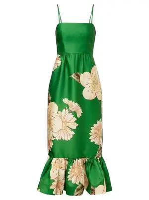 ALEMAIS Alémais Sage Floral Midi Dress - Green