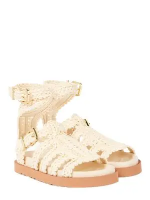 Zimmermann Goldie Raffia Gladiator Sandals - Beige