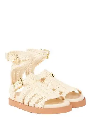 Zimmermann Goldie Raffia Gladiator Sandals Beige