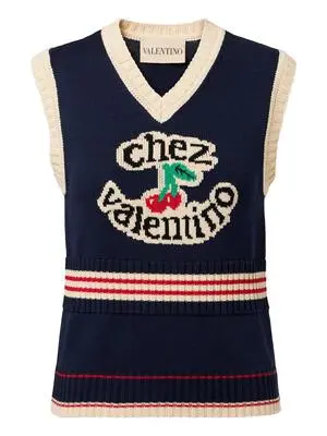 Valentino Garavani Chez Cotton Sweater Vest - Blue