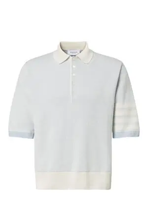 Thom Browne 4-bar Linen And Cotton Polo Shirt - Blue