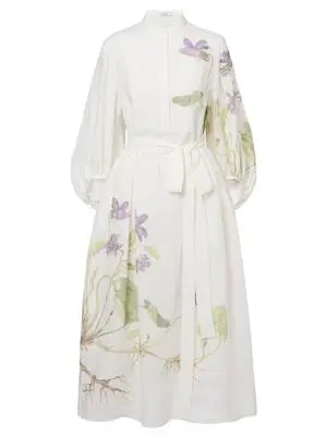 Erdem Linen Wrap Dress - White