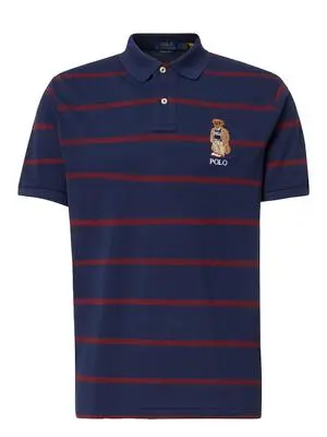 Polo Ralph Lauren Polo Bear Striped Cotton Polo Shirt - Blue