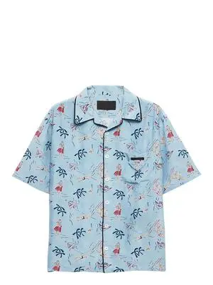 Prada Hawaiian-print Short-sleeve Shirt - Celeste