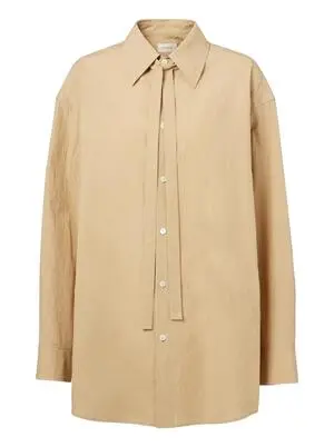LEMAIRE Tie-detailed Cotton Shirt - Beige