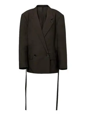 LEMAIRE Belted Cotton And Silk Blazer - Brown