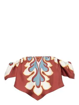 La DoubleJ Sand Dollar Off-Shoulder Silk Top Multicoloured
