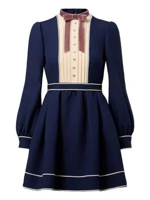 Valentino Garavani Crepe Couture Bow-detail Minidress - Blue