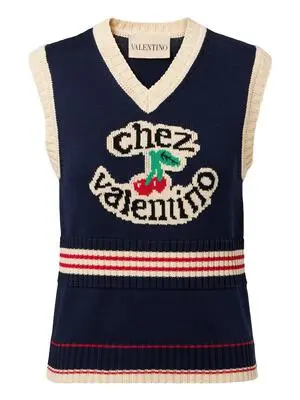Valentino Garavani Chez Cotton Sweater Vest - Blue