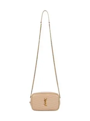 Saint Laurent Lou Mini Quilted Leather Camera Bag - Beige