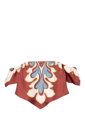 La DoubleJ Sand Dollar Off-shoulder Silk Top - Multicoloured