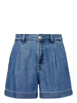 7 For All Mankind Pleated Denim Shorts - Blue