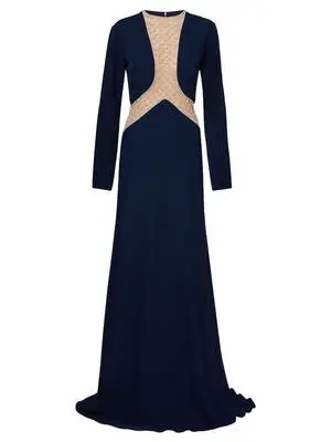 Costarellos Inara Embellished Cutout Tulle Gown - Blue