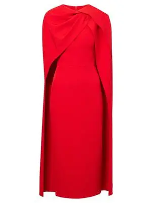 Safiyaa Cape-detail Midi Dress - Red