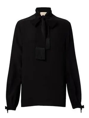 Valentino Garavani Bow-detail Silk Crepe Blouse - Black
