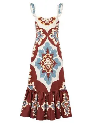 La DoubleJ Gingerbread Palazzo Placée Midi Dress - Multicoloured