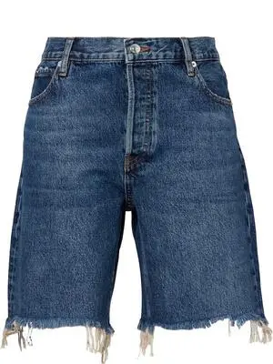 FRAME Deconstructed High-rise Denim Shorts - Blue