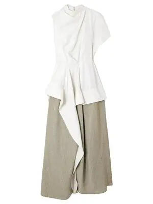 ROKSANDA Meena Asymmetric Draped Layered Silk-satin And Twill Dress - Ivory