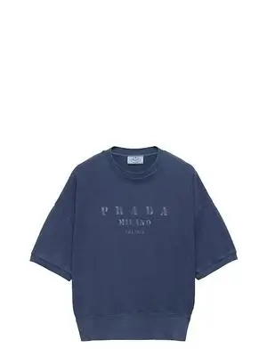 Prada Logo-print Cotton-jersey Sweatshirt - Blue