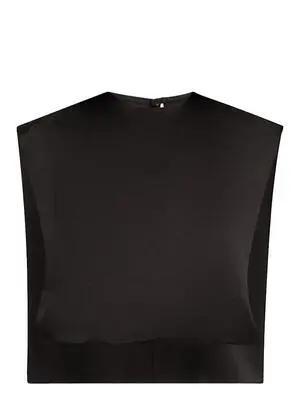 HEIRLOME Athena Satin Sleeveless Cape Top - Black