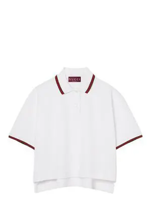 Gucci Cotton Piquet Polo Shirt With Web - White