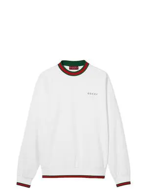 Gucci Cotton Piquet Sweatshirt With Web - White