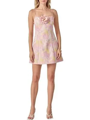 Endless Rose Rosette Jacquard Minidress - Pink Multi
