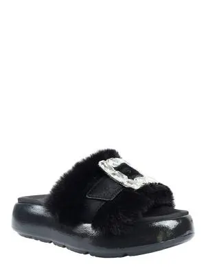 ZIGI Faux Fur Platform Sandal - Black