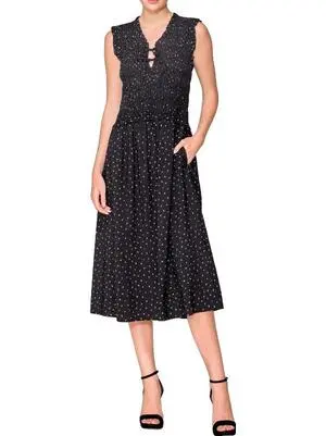 MELLODAY Shirred A-Line Midi Dress