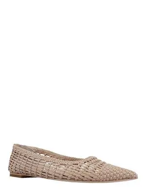 ARTISAN CRAFTED BY ZIGI Poppie Woven Pointed Toe Flat - Light Beige Leather