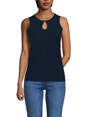 LANDS' END Supima Keyhole Tank - Radiant Navy
